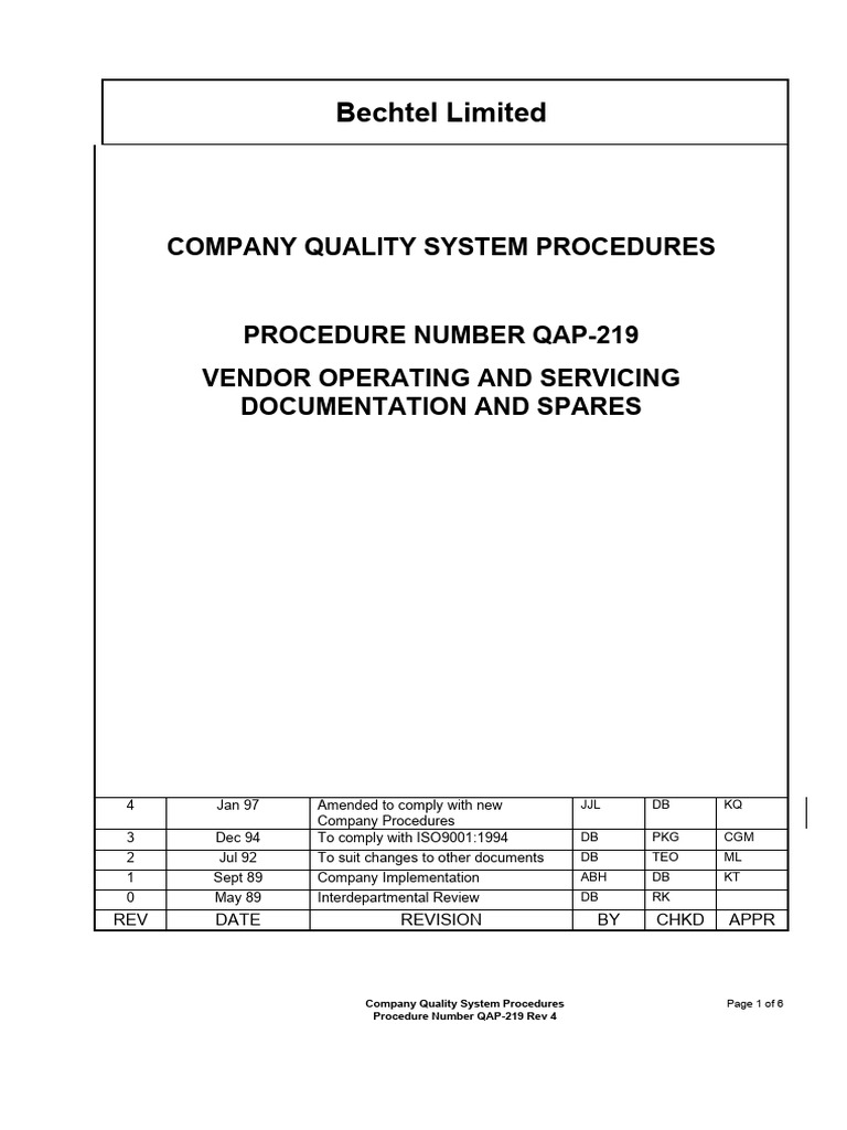 219-04a - VENDOR OPERATING AND SERVICING DOCUMENTATION AND SPARES | PDF ...