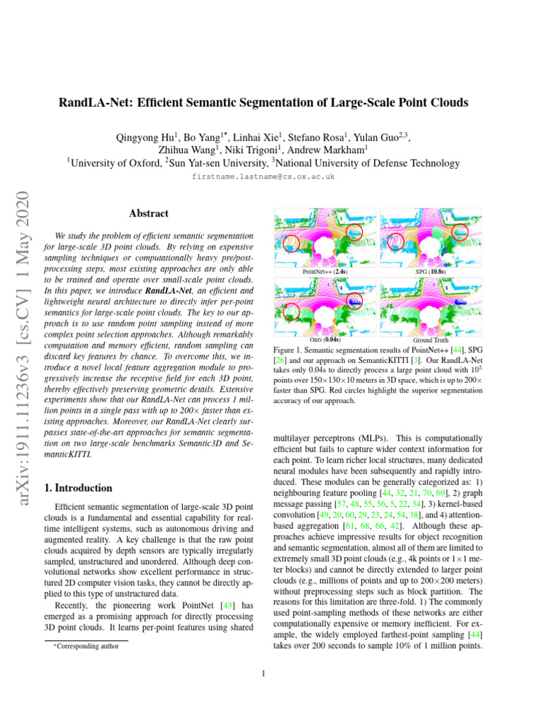 Randla-Net: Efficient Semantic Segmentation of Large-Scale Point Clouds | PDF | Image ...