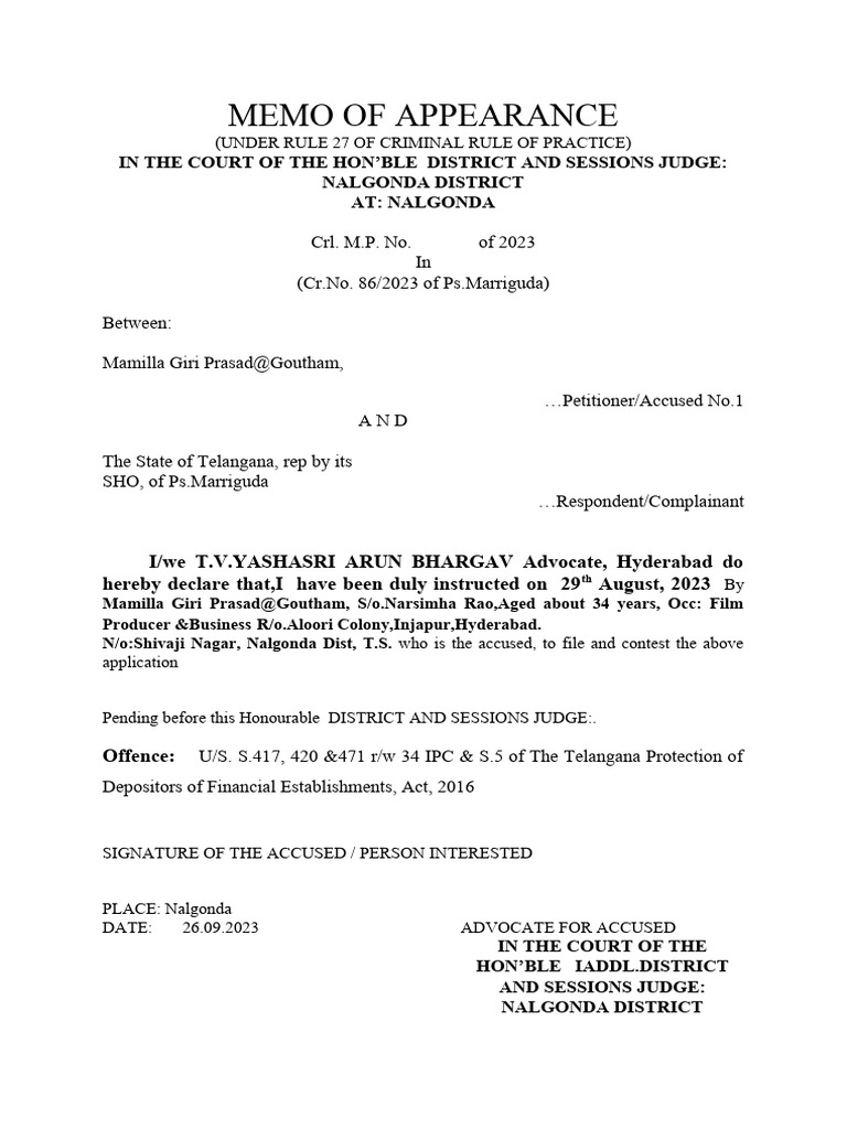 Memo of Appearance | PDF