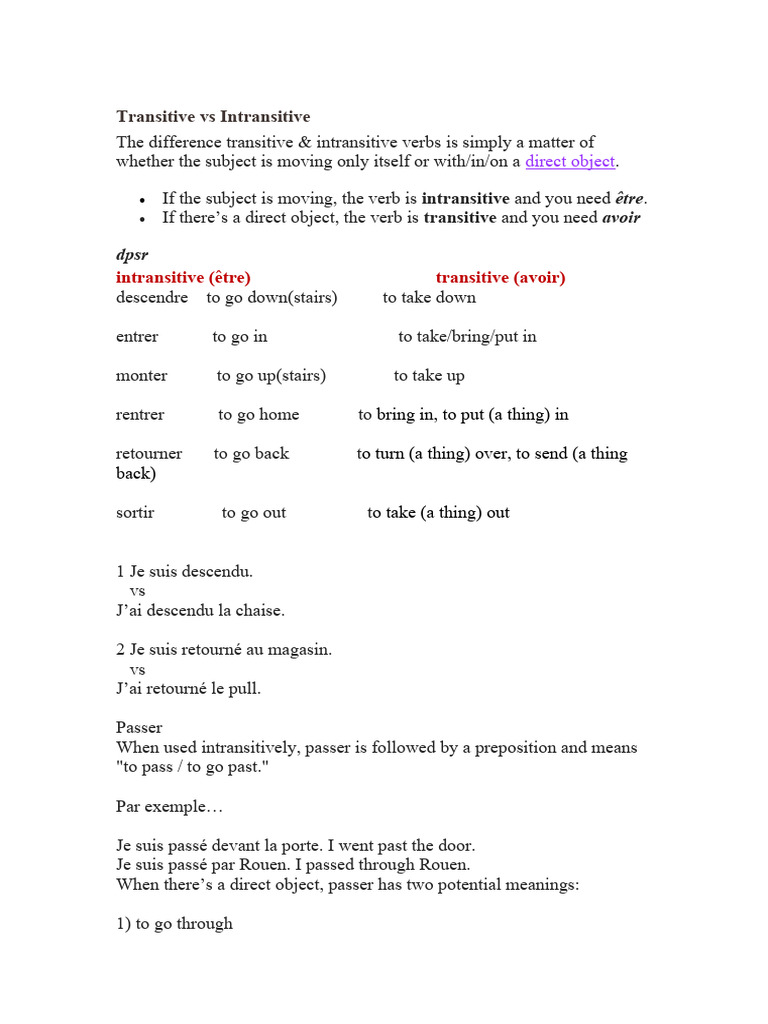 Transitive Vs Intransitive | PDF