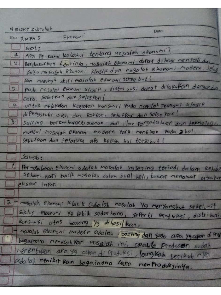 Tugas Ekonomi Muhammad Rizky Zikrullah X MIPA 3 | PDF