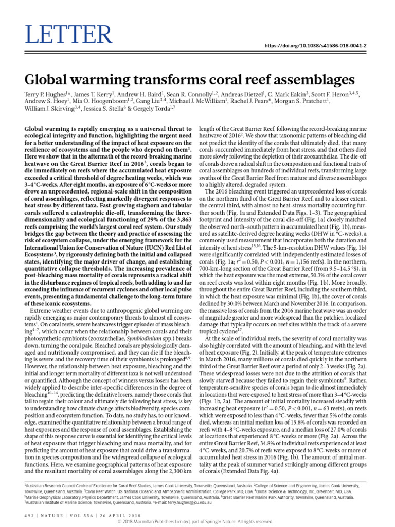 Global Warming Transforms Coral Reef Assemblages | PDF | Coral Reef | Coral
