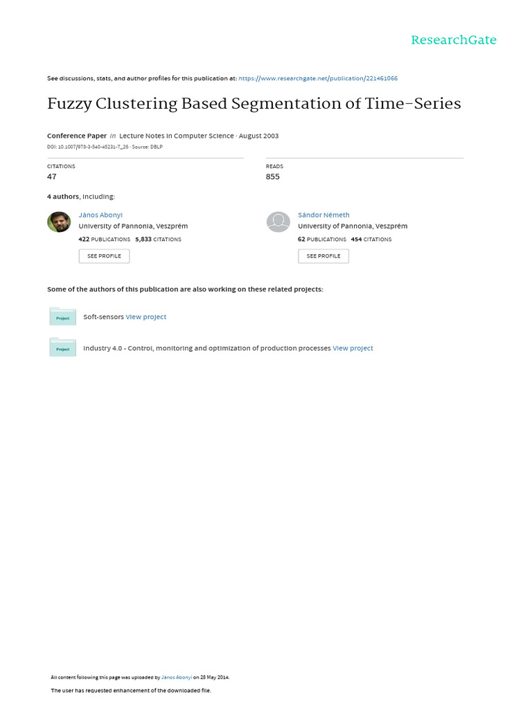 Fuzzy_Clustering_Based_Segmentation_of_Time-Series | PDF | Cluster Analysis | Time Series