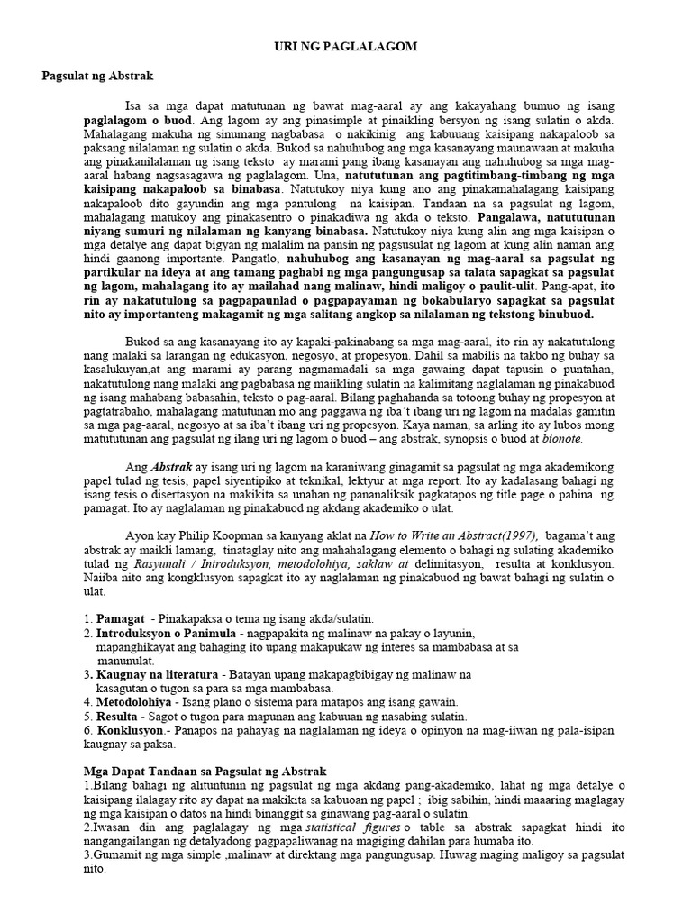 Handouts4 PFPL Uri NG Paglalagom | PDF