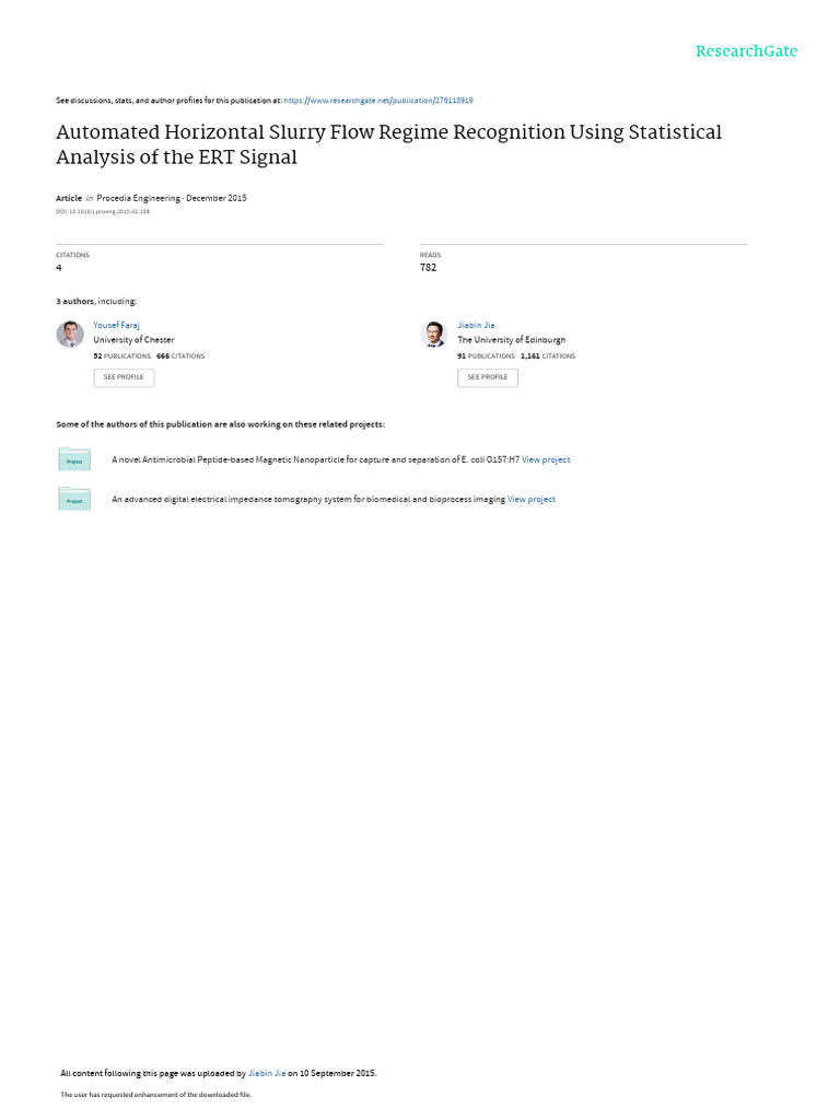Automated Horizontal Slurry Flow Regime Recognitio | PDF | Spectral Density
