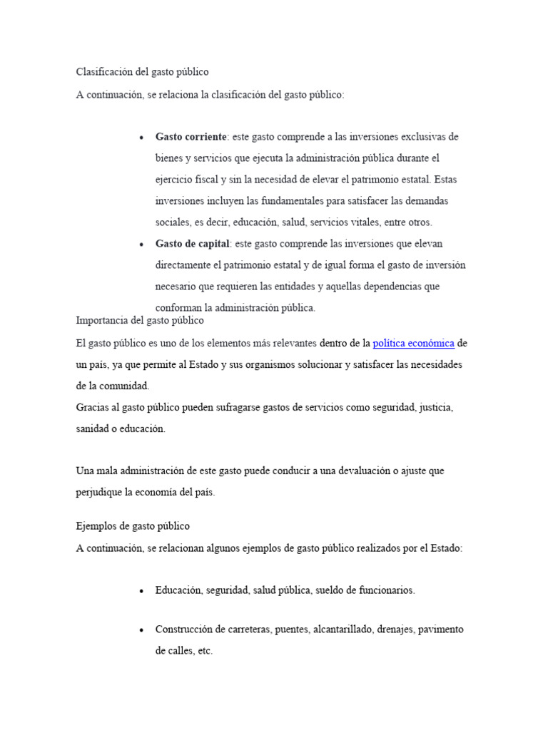 Clasificación Del Gasto Público | PDF | Gastos gubernamentales | Ciencias económicas
