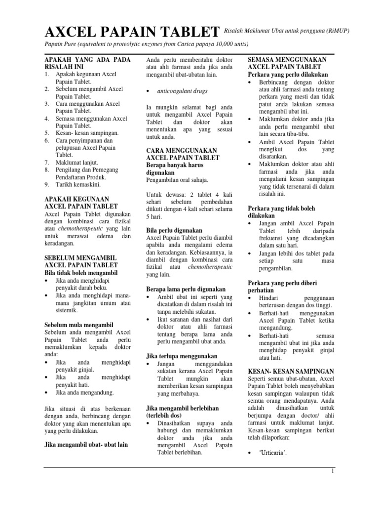 Axcel Papain (Papain) - Kotra Pharma - 29aug2013 - BM | PDF