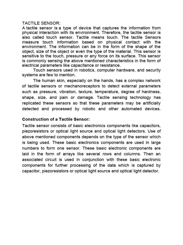 Tactile Sensor | Download Free PDF | Capacitor | Capacitance