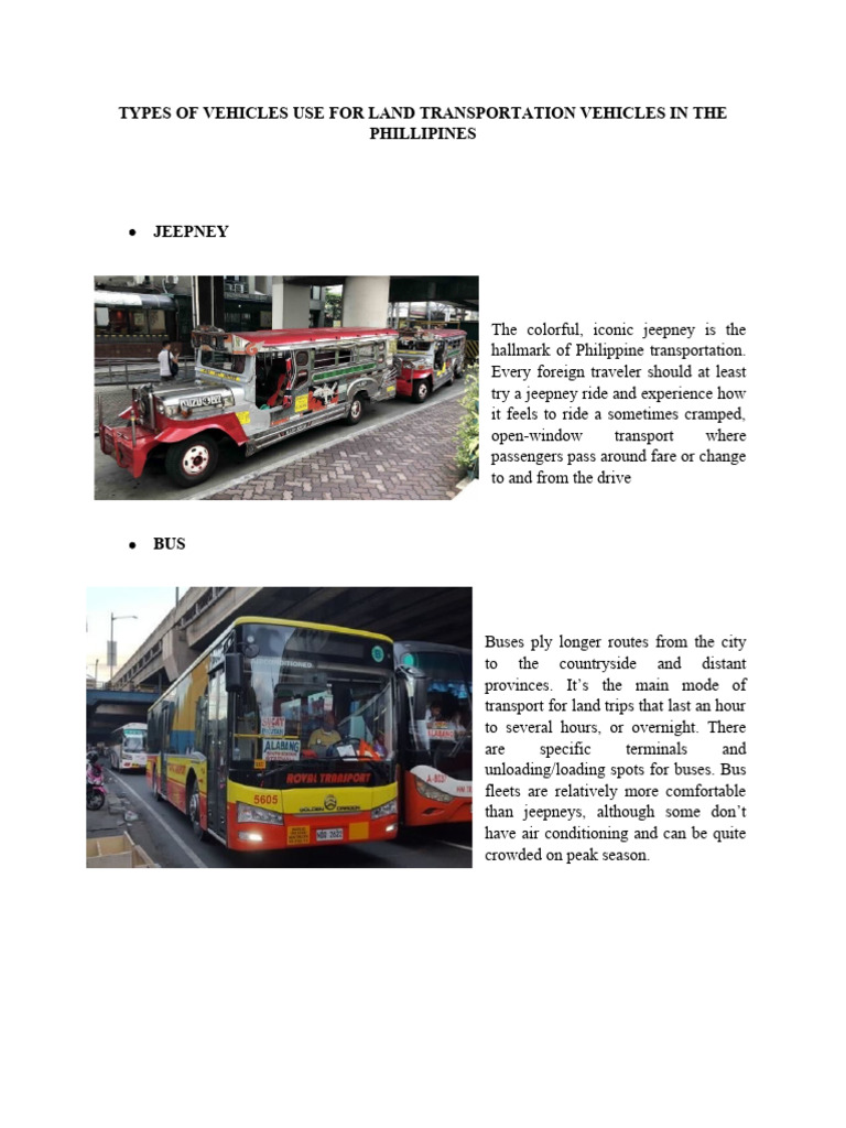 Land Transportation Types in the Philippines | PDF | Transport | Public ...