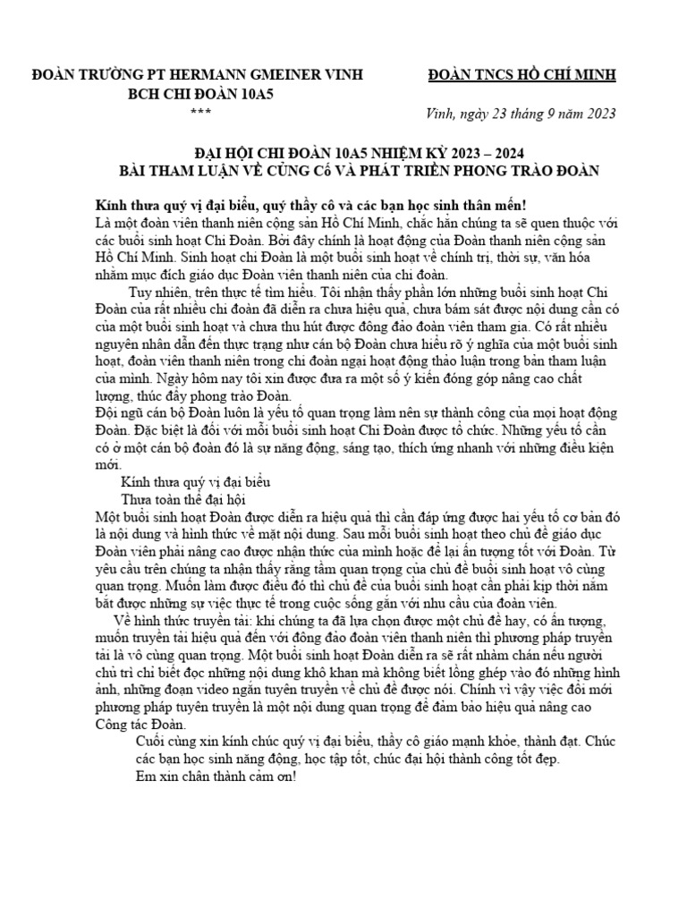 6.1. Tham luận PTPTĐ 10A5 | PDF