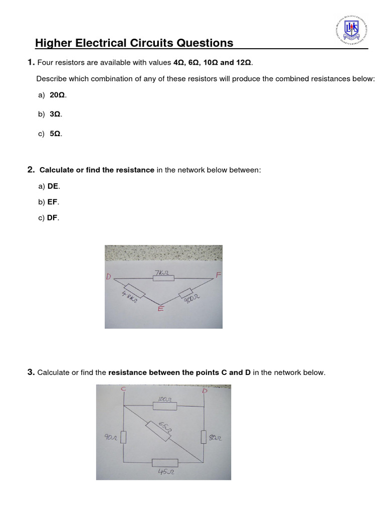 (25366) 2. H Electrical Circuits Questions | PDF | Electrical ...