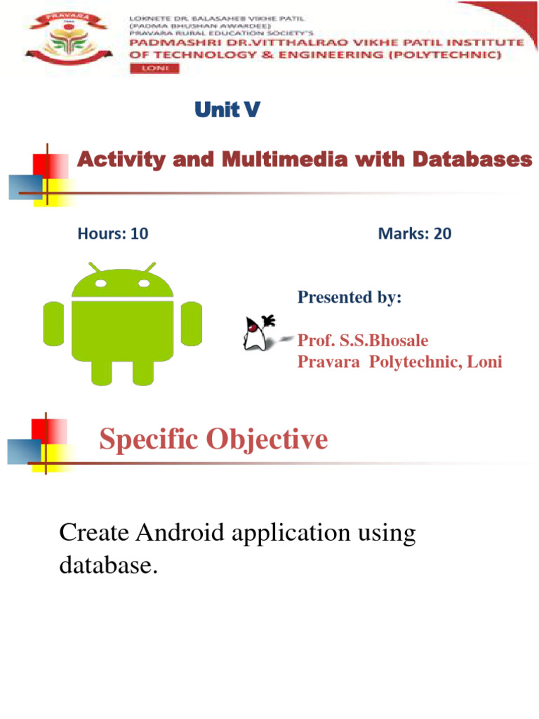 Unit V Activity And Multimedia With Databases Pdf Databases Method Computer Programming 