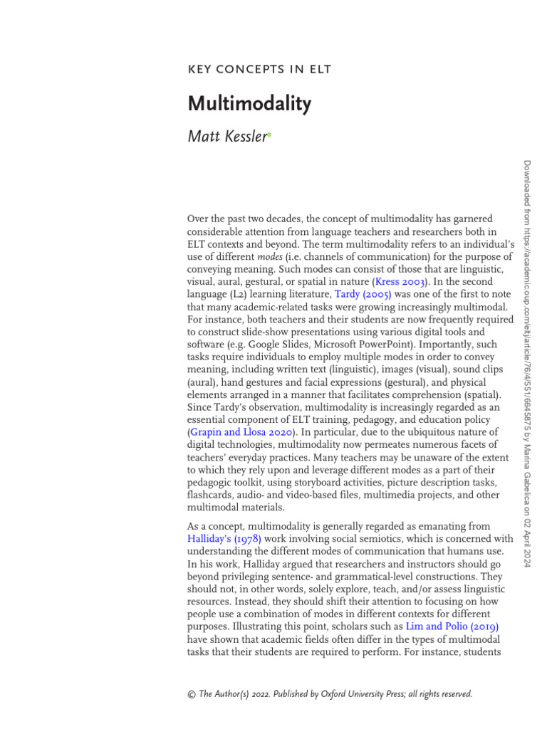 MULTIMODALITY | PDF | English As A Second Or Foreign Language | Human Communication