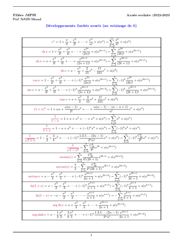 DVL Usuels (MPSI) | PDF