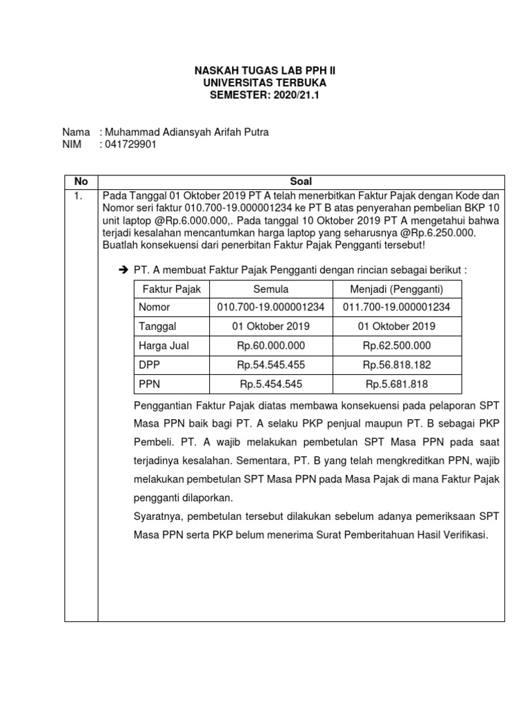 Contoh Faktur Pajak dan Pembetulan | PDF