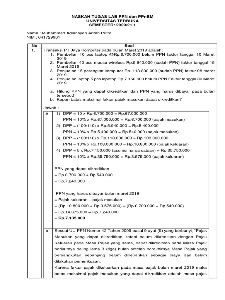 Tugas 5 Lab PPN Dan PPNBM | PDF