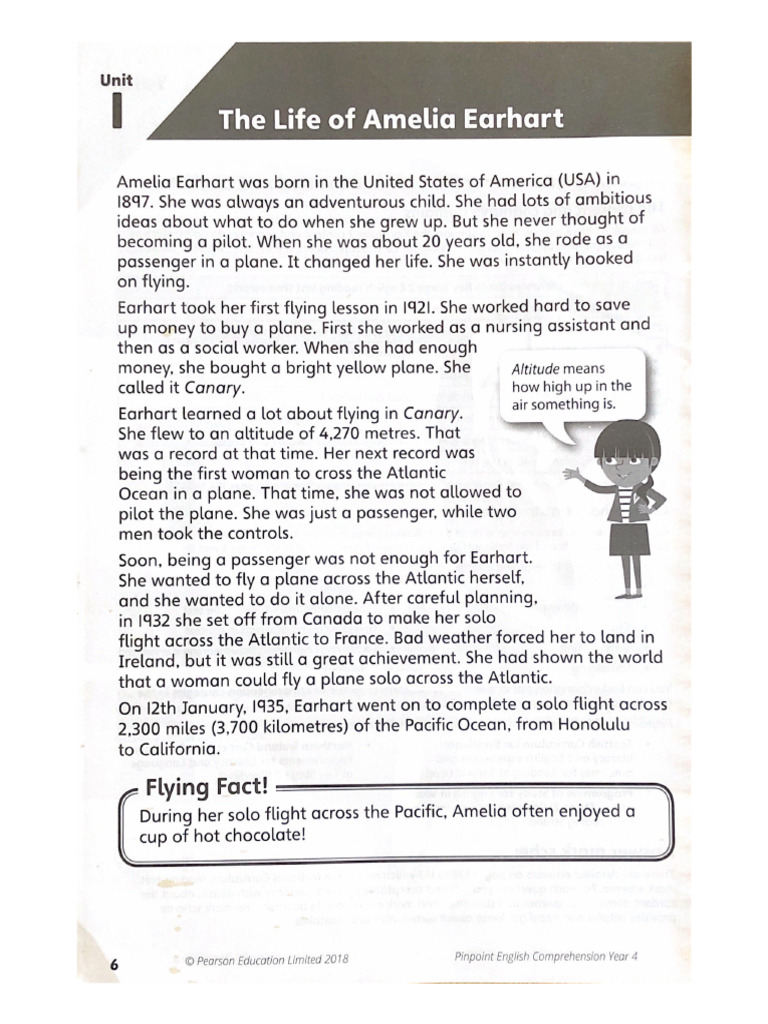 (A07) The Life of Amelia Earhart Unit 1 | PDF