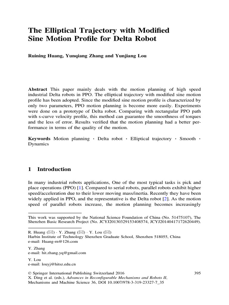 The Elliptical Trajectory With Modi Fied Sine Motion Pro File For Delta ...