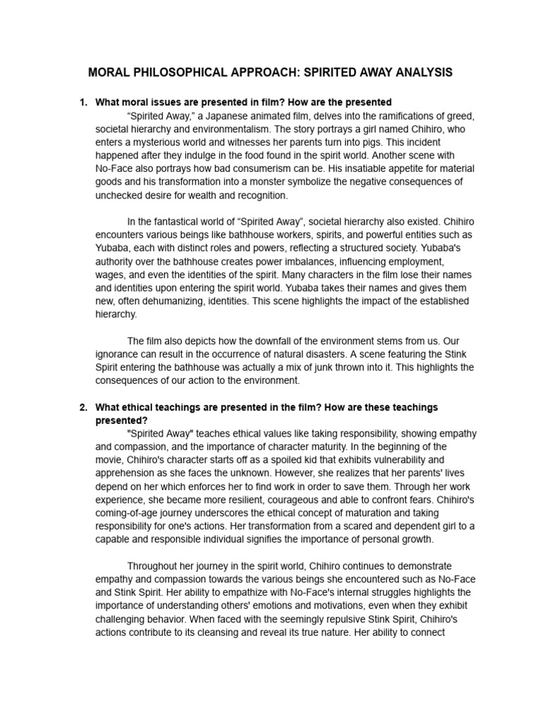 Spirited Away Analysis | PDF | Good And Evil | Empathy