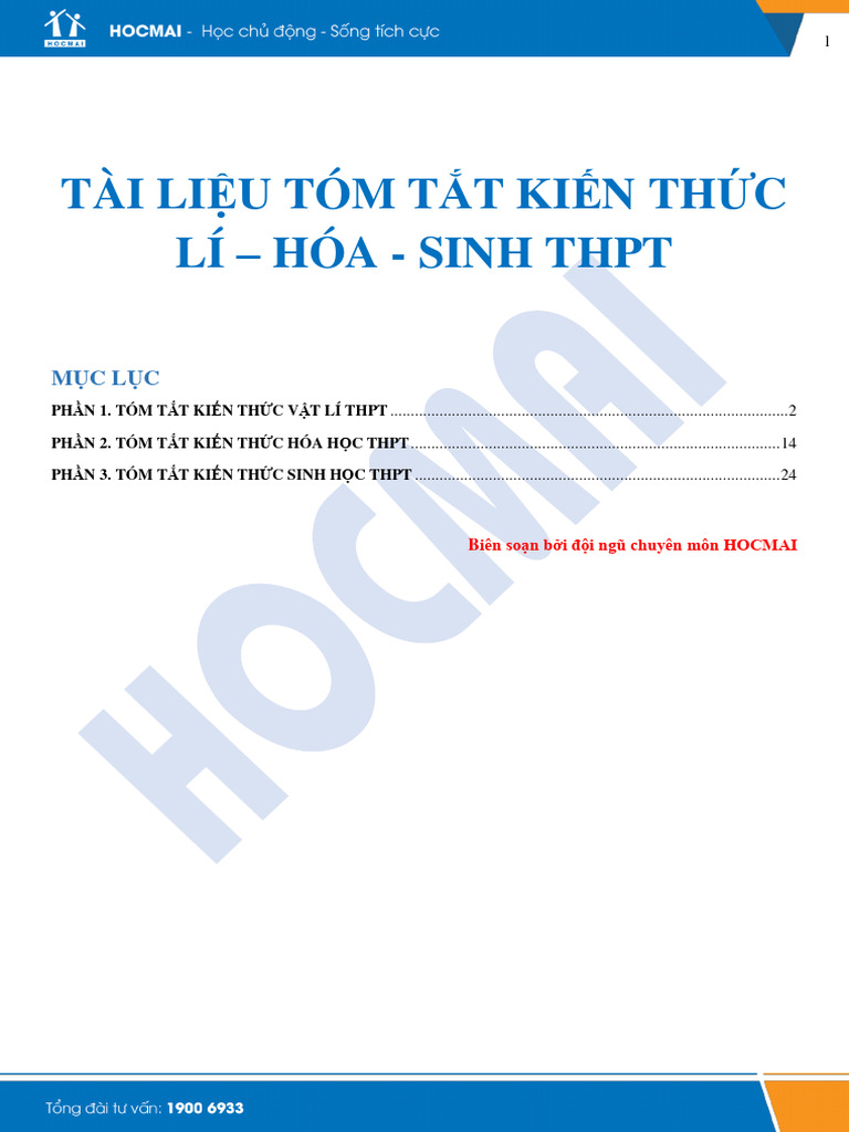 HMO Tom Tat Kien Thuc KHTN THPT | PDF