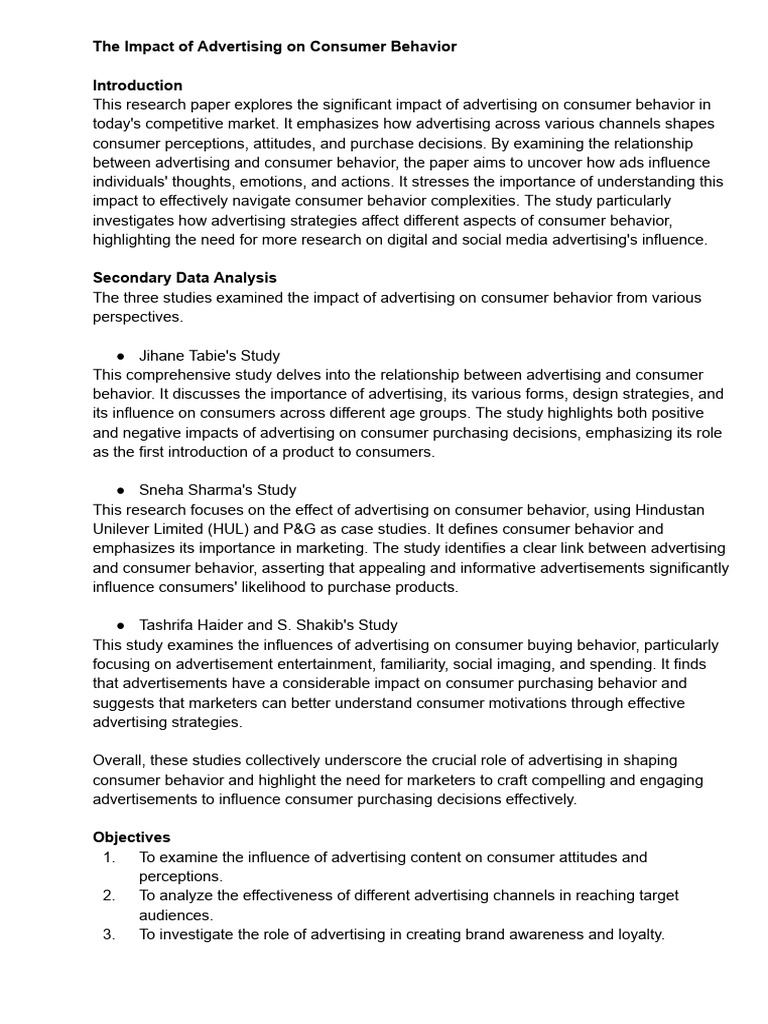 Advertising's Influence on Consumer Behavior | PDF | Brand | Advertising