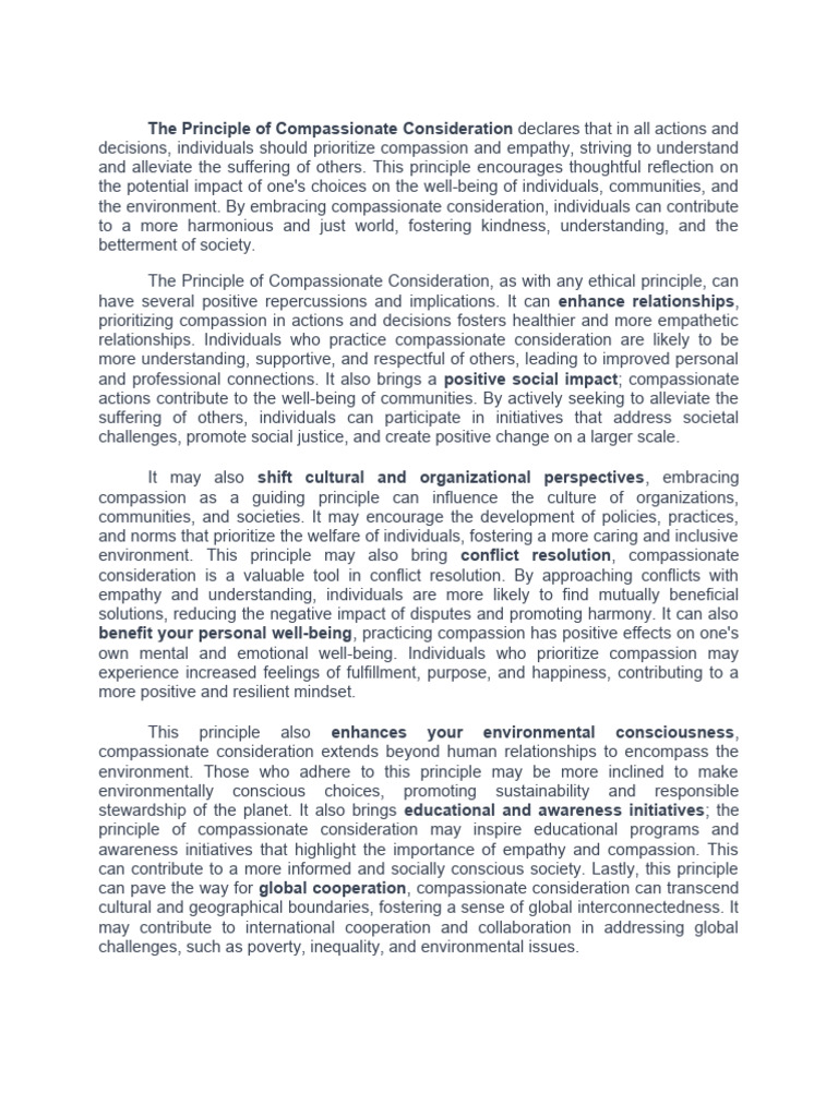 Compassionate Consideration Guide | PDF | Compassion | Morality