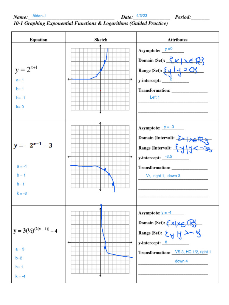 10 classwork | PDF | Logarithm | Asymptote