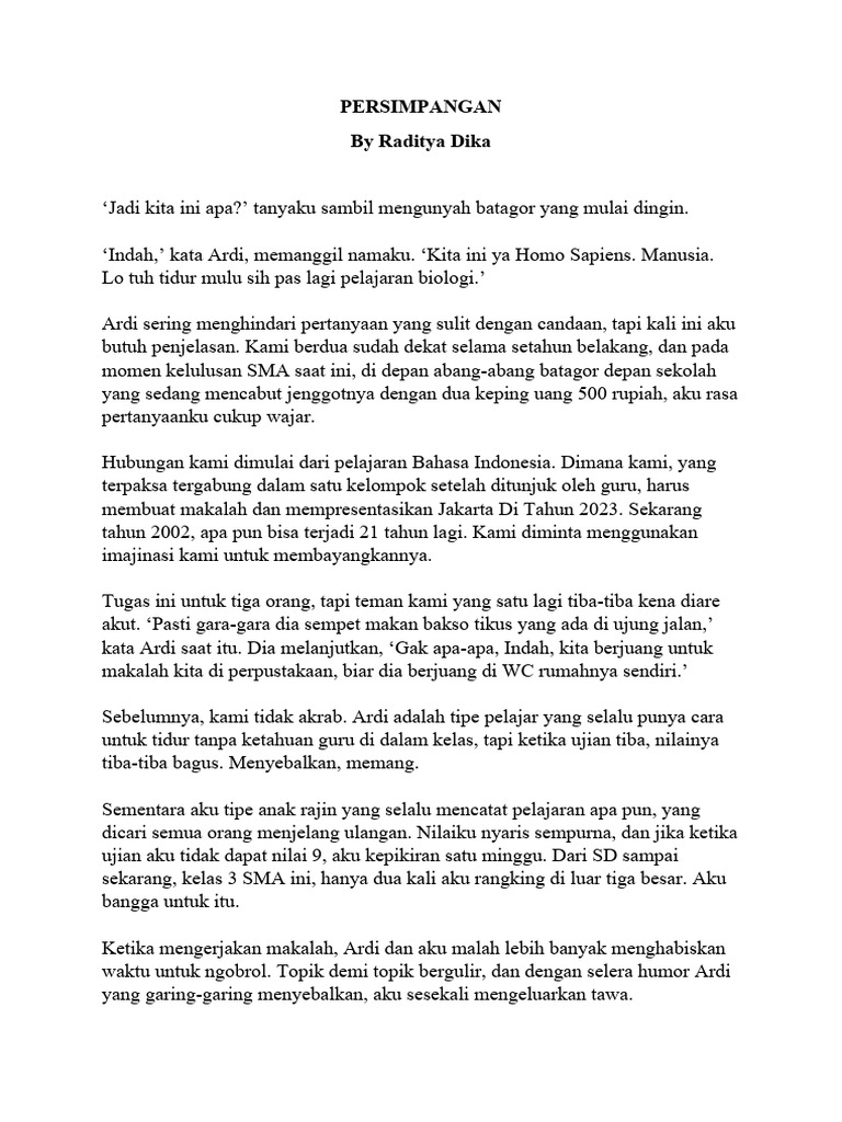 Persimpangan by Raditya Dika | PDF