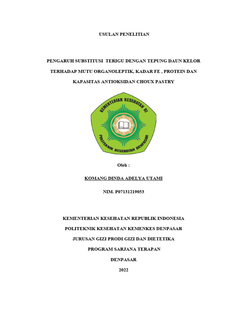 Substitusi Tepung Kelor pada Choux Pastry | PDF