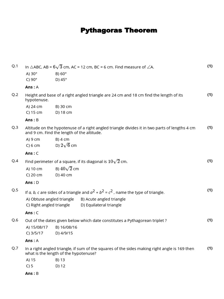 Pythagoras Theorem | PDF | Triangle | Classical Geometry