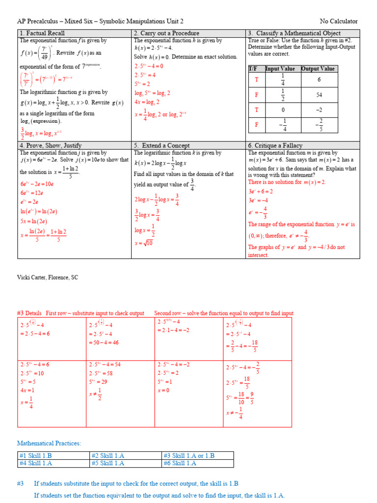 Symbolic Manipulations Unit 2 KEY | PDF | Logarithm | Function ...