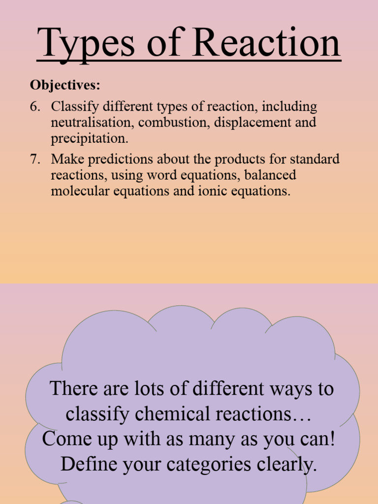 Types of Chemical Reactions Explained | PDF | Chemical Reactions | Redox
