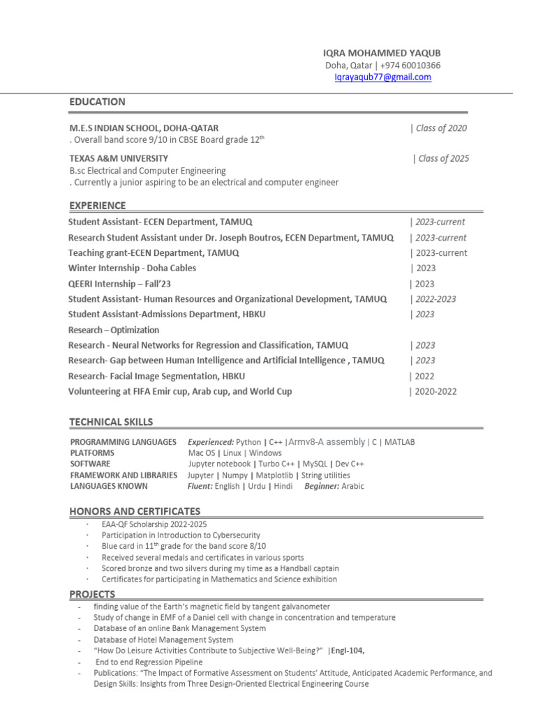 cv-iqra yakub | PDF | Computer Science | Computing