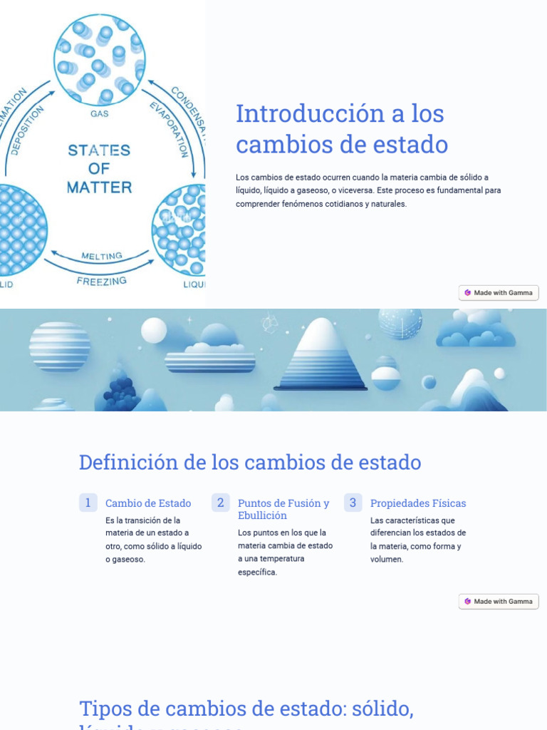 Cambios de Estado de la Materia | PDF | Gases | Líquidos