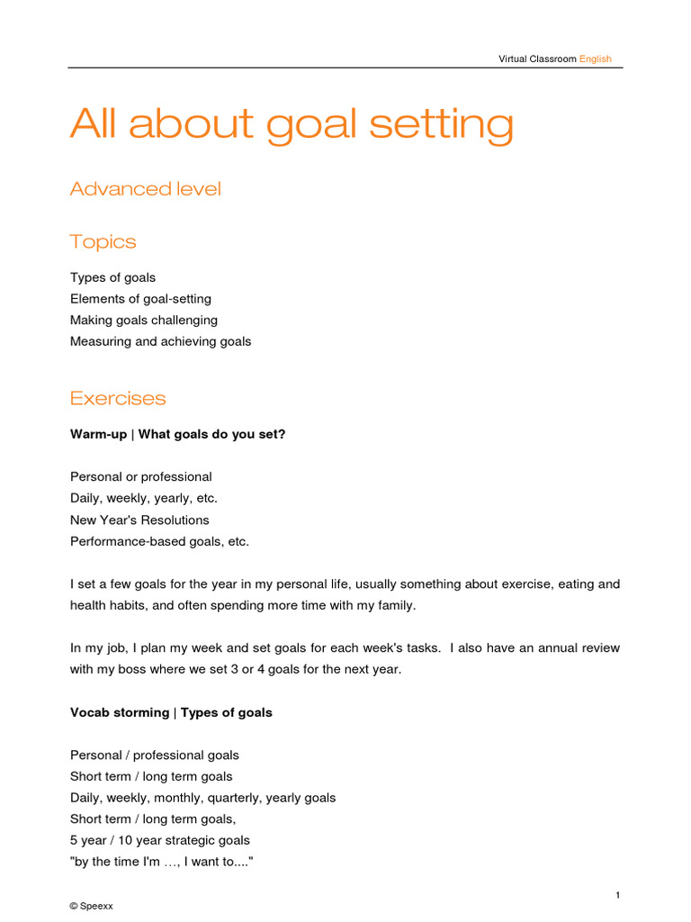 All About Goal Setting | PDF | Goal | Goal Setting