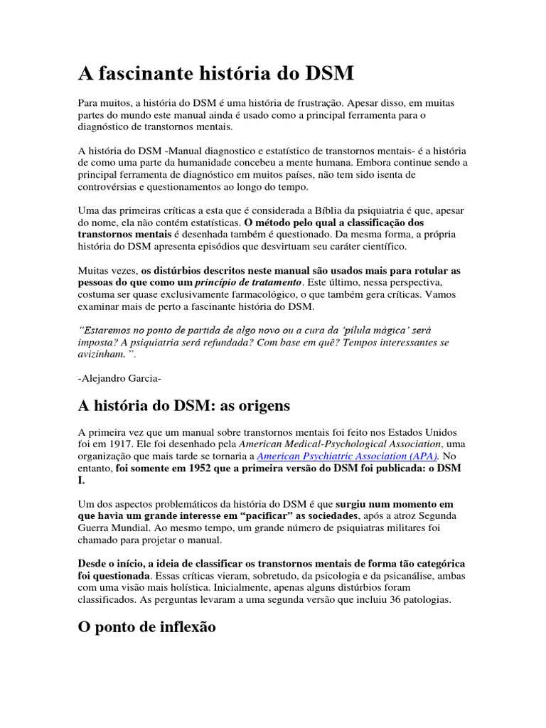 A Fascinante História Do DSM | PDF | Transtorno de ansiedade social ...