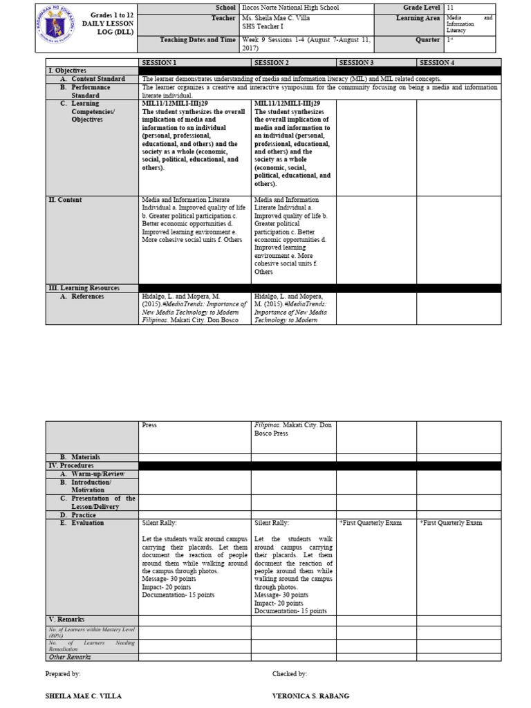DLL-WEEK-9 | PDF | Learning | Literacy
