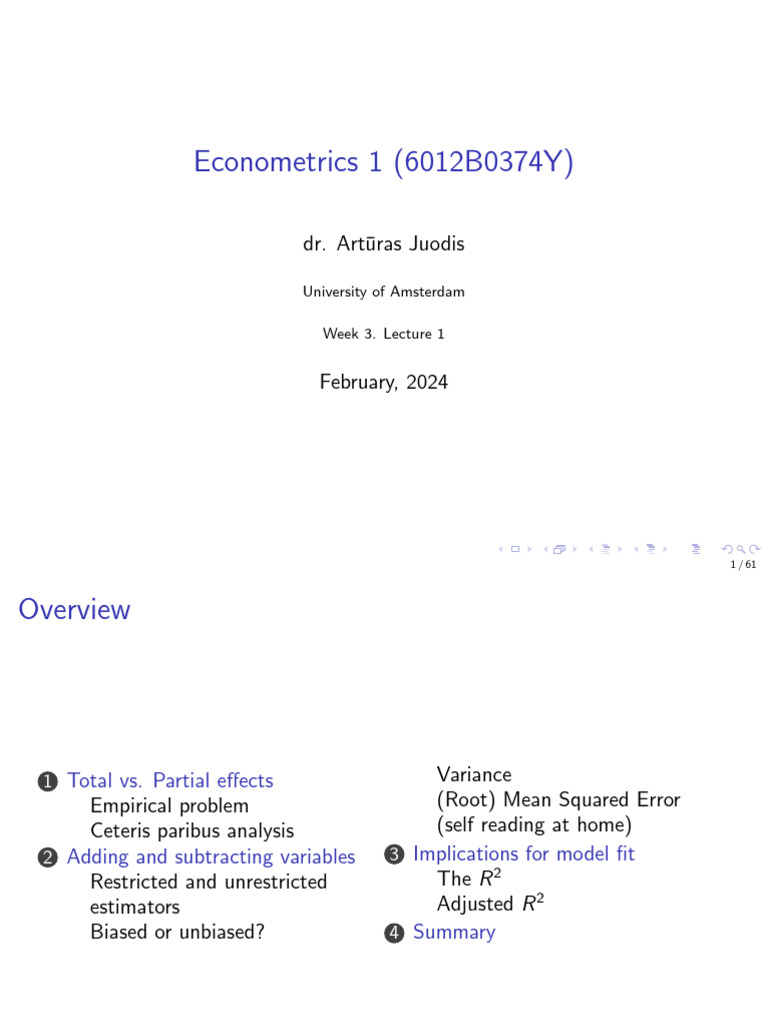 Week3 Lecture1 | PDF | Ordinary Least Squares | Linear Regression