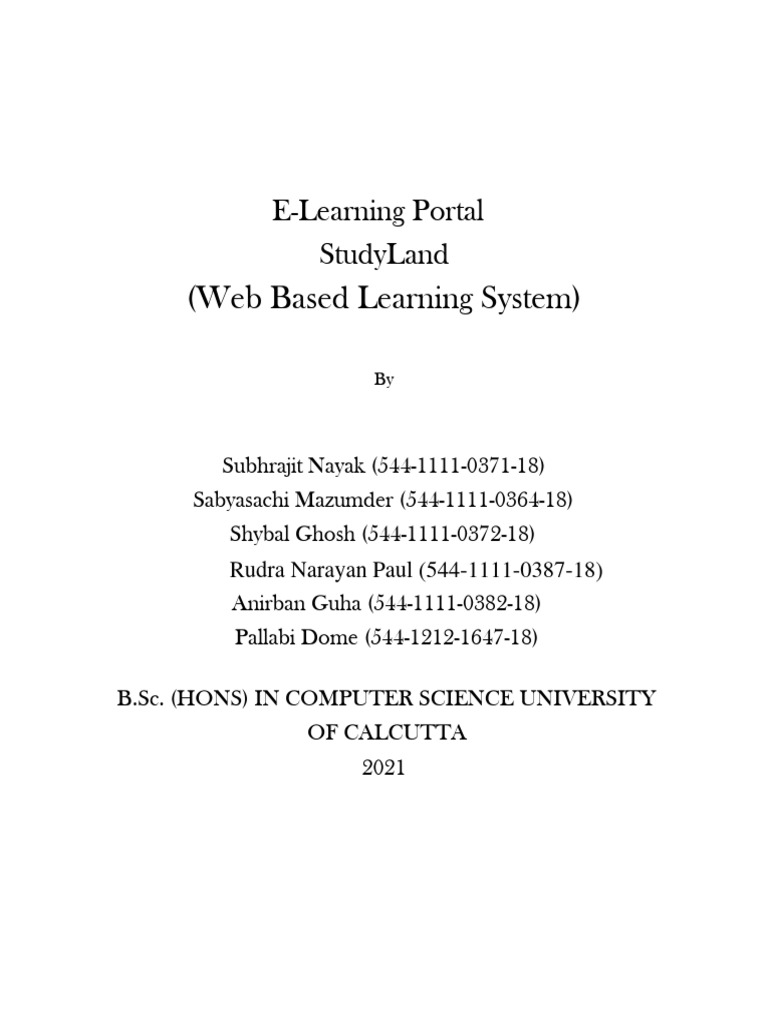 StudyLand: E-Learning Portal Project | PDF | Bootstrap (Front End ...
