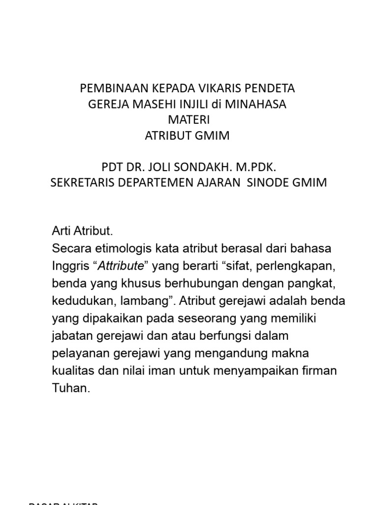 Atribut Gerejawi GMIM dan Stola | PDF