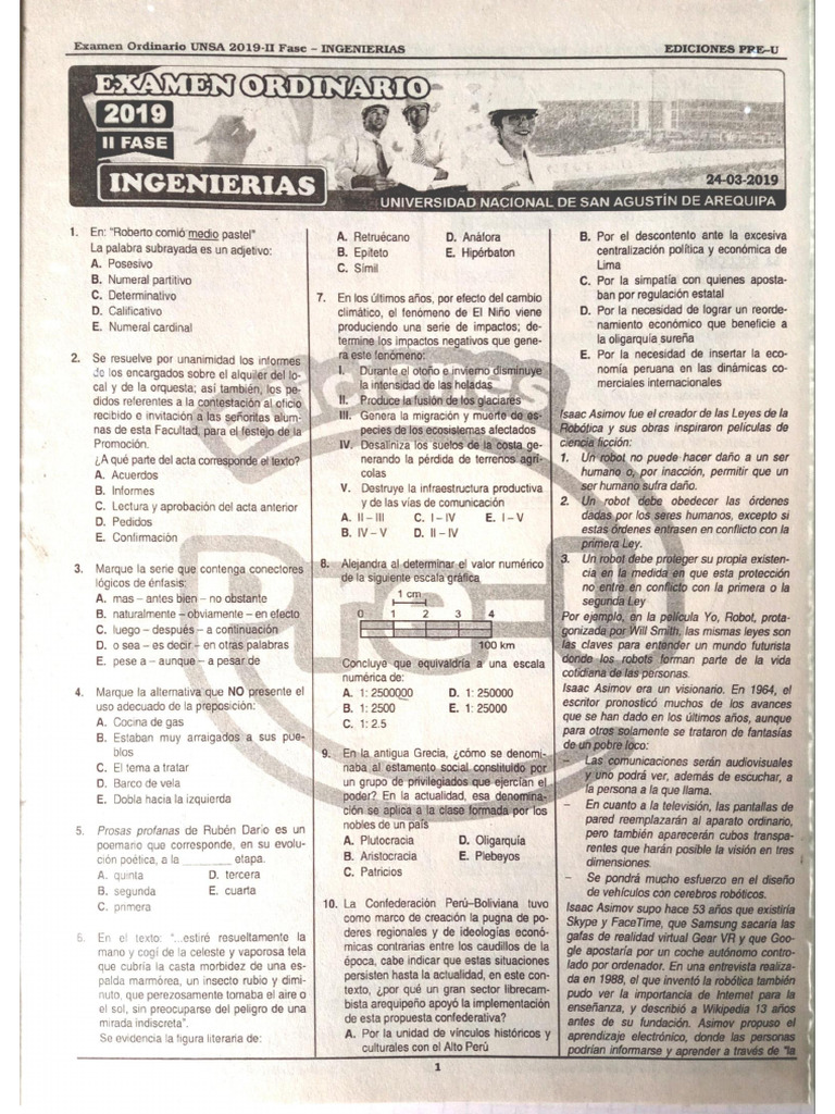 PREGUNTAS 2019 ORDINARIO II Fase Ingenierias-Páginas | PDF