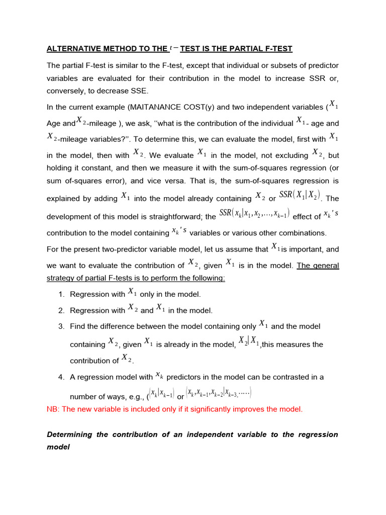 Chapter 3 Part 2 Partial F-Test and Confidence Intervals | PDF ...