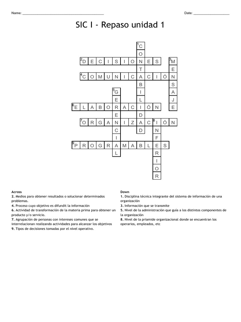 SIC II Repaso SIC I Answer - key-CW | PDF