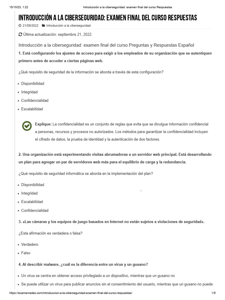 Introducción A La Ciberseguridad - Respuestas de Los Examenes Del Curso ...