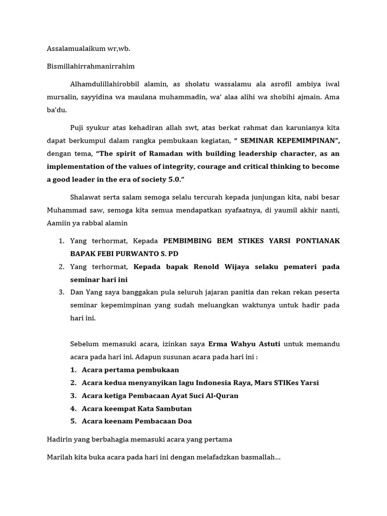 Teks MC Seminar | PDF