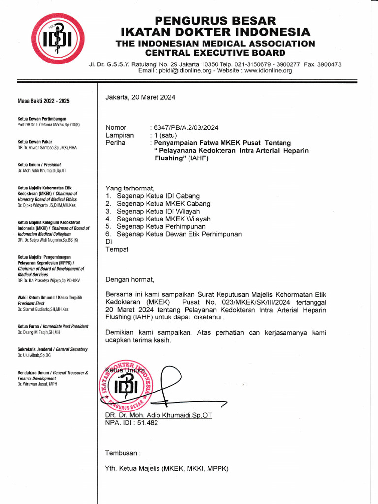 Surat Pengantar PB Idi 20 Maret 2024 | PDF
