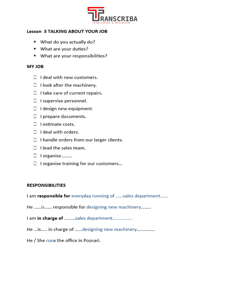 Talking About My Job | PDF