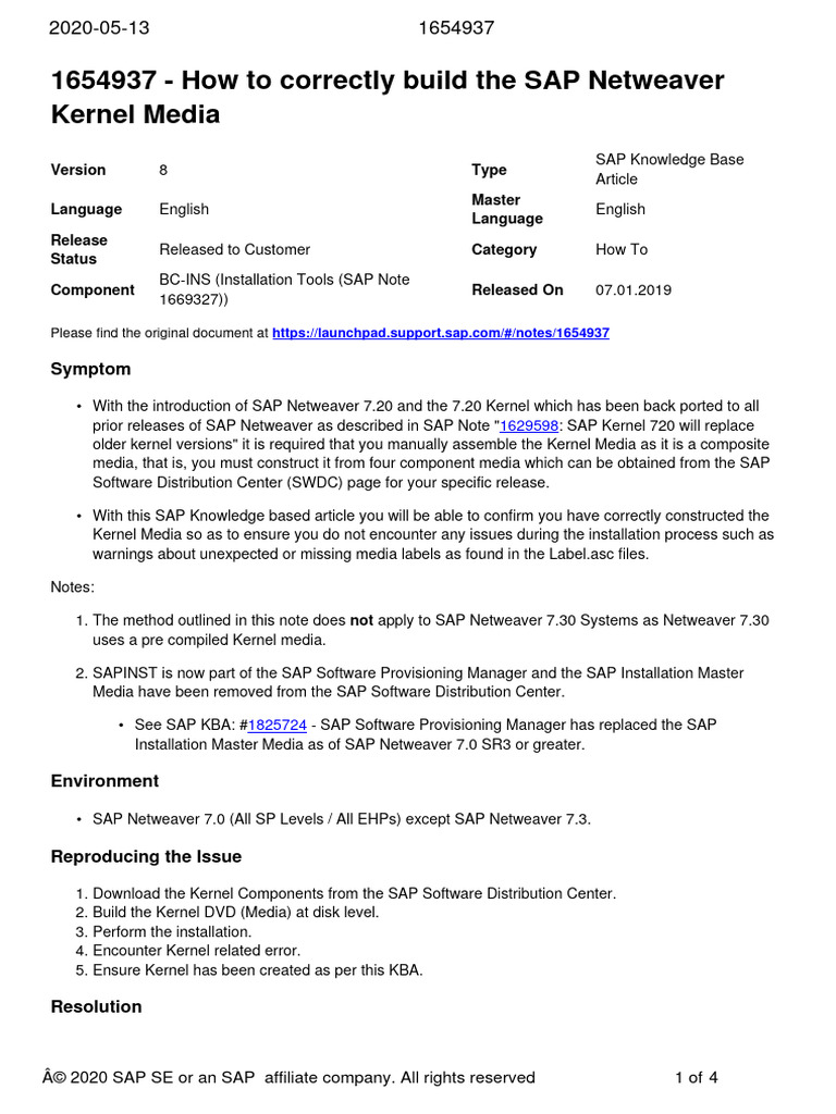 How To Correctly Build The SAP Netweaver Kernel Media | PDF | Computer ...