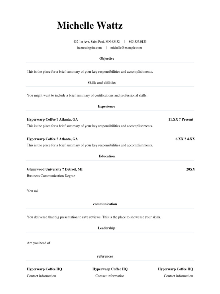 Michelle Wattz Resume Overview | PDF