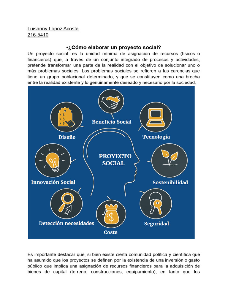 Como Elaborar Un Proyecto Social | PDF | Evaluación | Inversiones